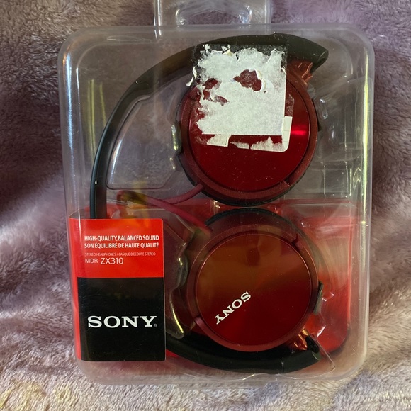 Sony | Headphones | Sony Metallic Red Foldable Wired Headphones Nwt ...